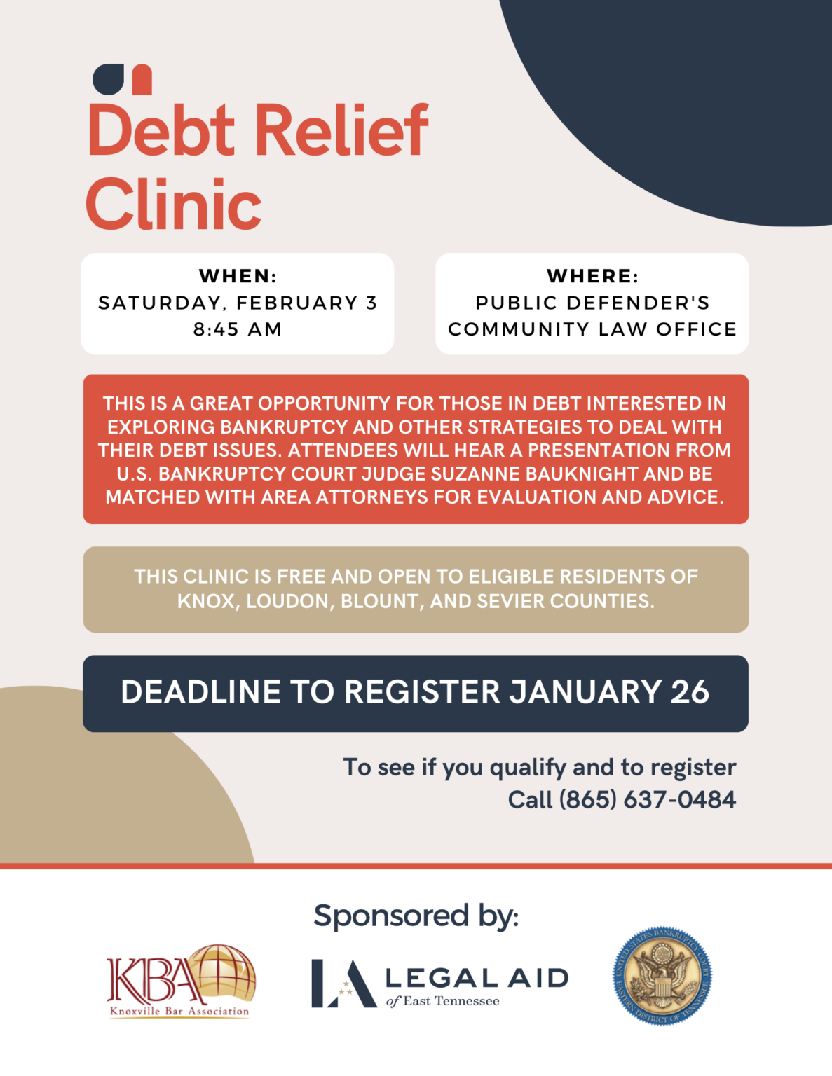 Debt Relief Clinic – Legal Aid of East Tennessee